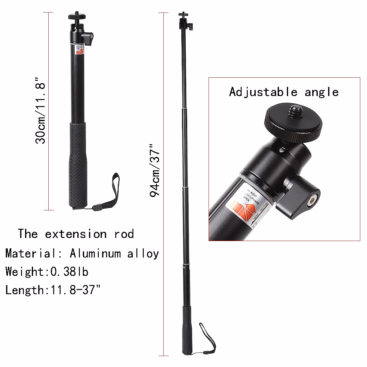 Leenconghui 37inch Selfie Stick Gimbal Extension Pole+Tripod Mount Kit fit for DJI Osmo Pocket 3
