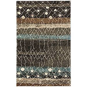 Mohawk Home Huxley Adobe Abstract Shag Area Rug, 5'x8', Brown/Beige