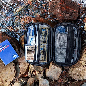 RHINO RESCUE First Aid Kit, HSA/FSA Eligible, Waterproof Portable Emergency Medical Kit for Travel, Home, Car, College Dorm, Camping, Hiking, Backpacking (Black)