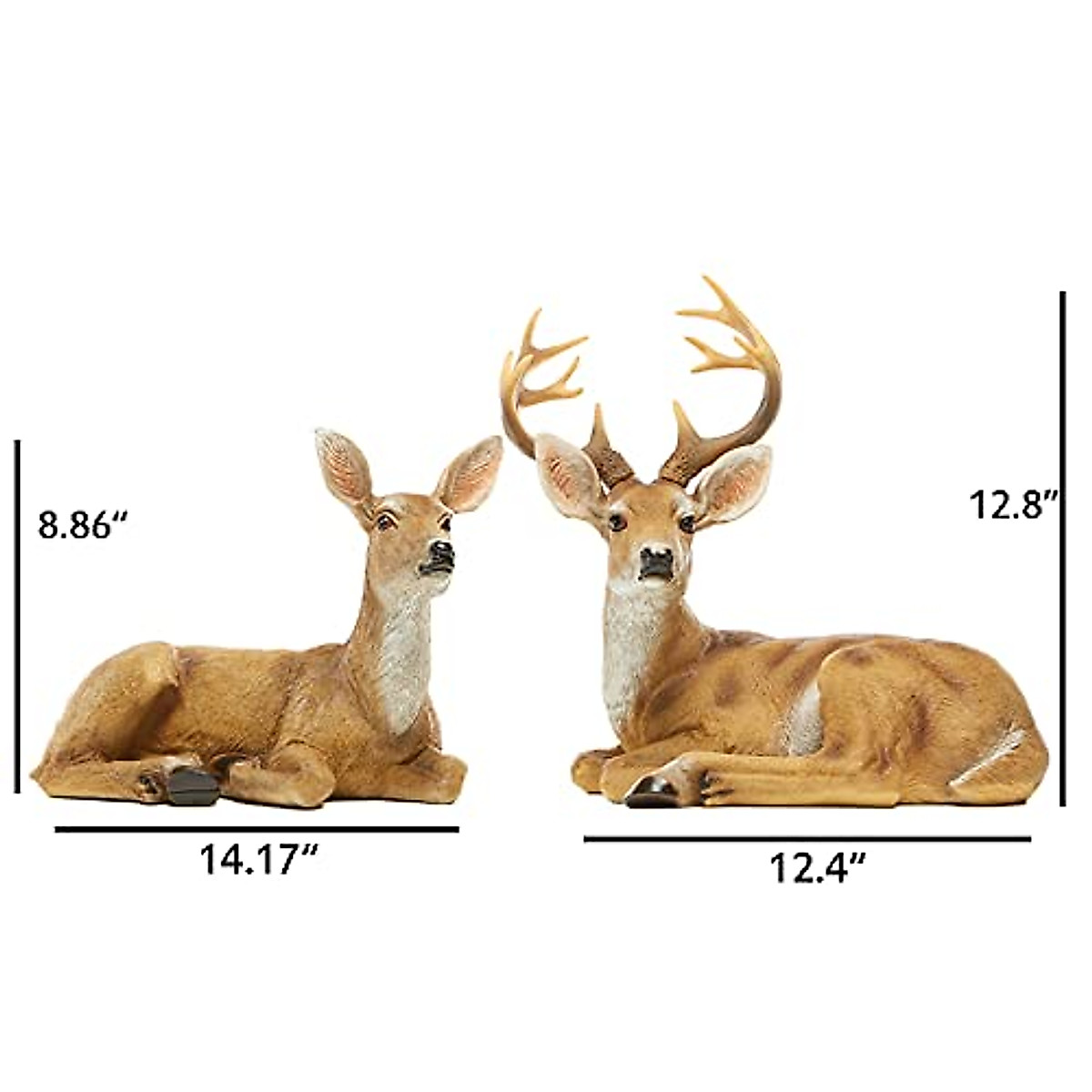 JHVYF Adorable Deer Statue Decor for Garden Yard Buck & Doe Lying Outdoor Sculptures for Home Decor 312-313