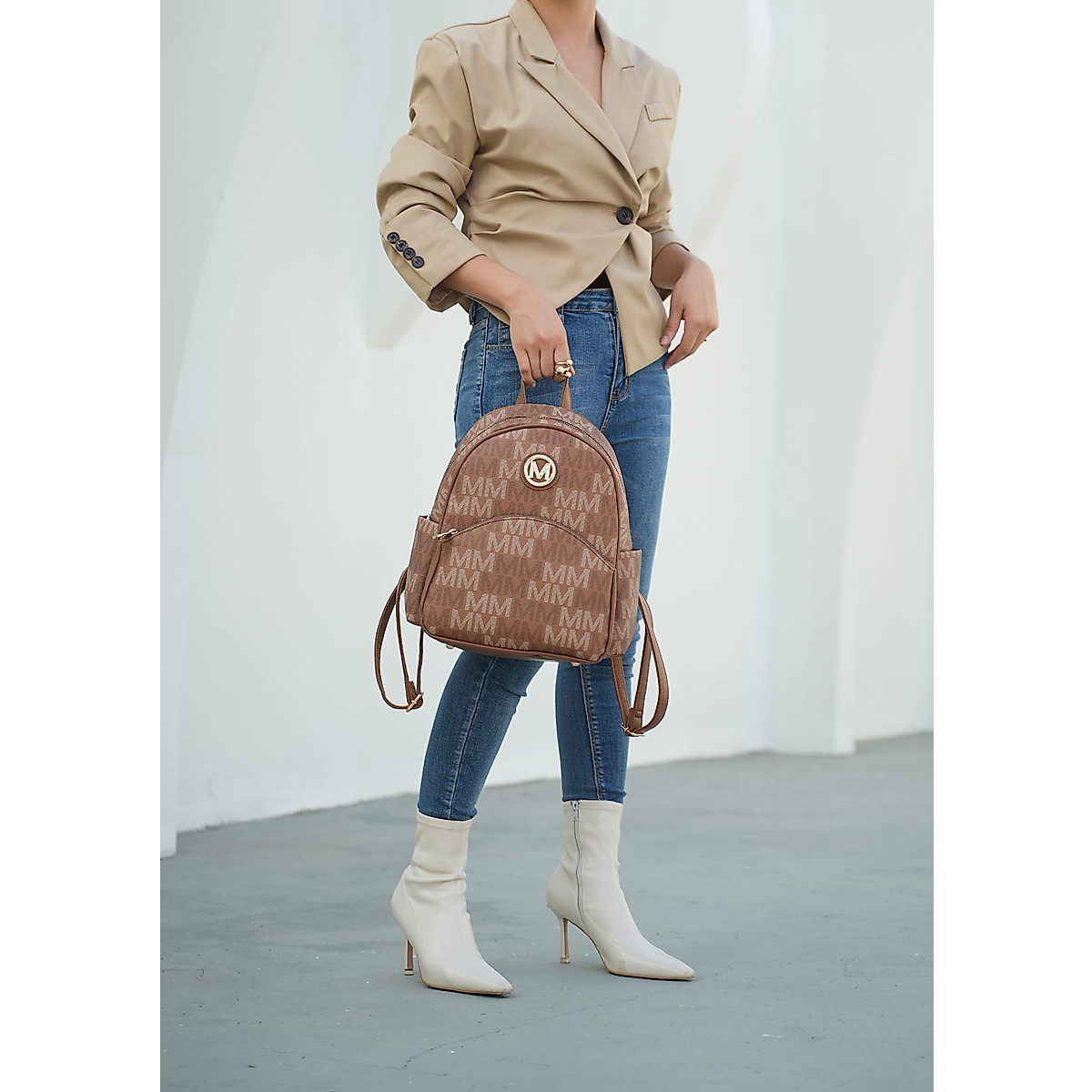 MKF Collection Backpack for Women, Signature Vegan Leather Top-Handle Carry on Backpack Female Travel bag Red