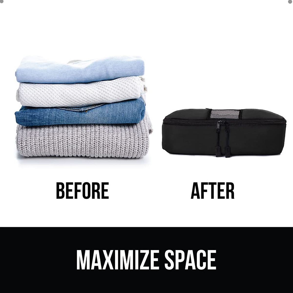 GORILLA GRIP Packing Cubes, Travel Essentials for Suitcase, Mesh Organizer Bags for Clothes Toiletries Shoes and Laundry, Luggage and Carry On Airplane Accessories, Traveling Must Haves, 3 Set Black