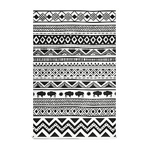 susiyo Aztec Tribal Black and White Kitchen Dish Towel, Set of 4 Pcs Soft Polyester Dish Cloth for Cooking Washing, 28 X 18 Inch