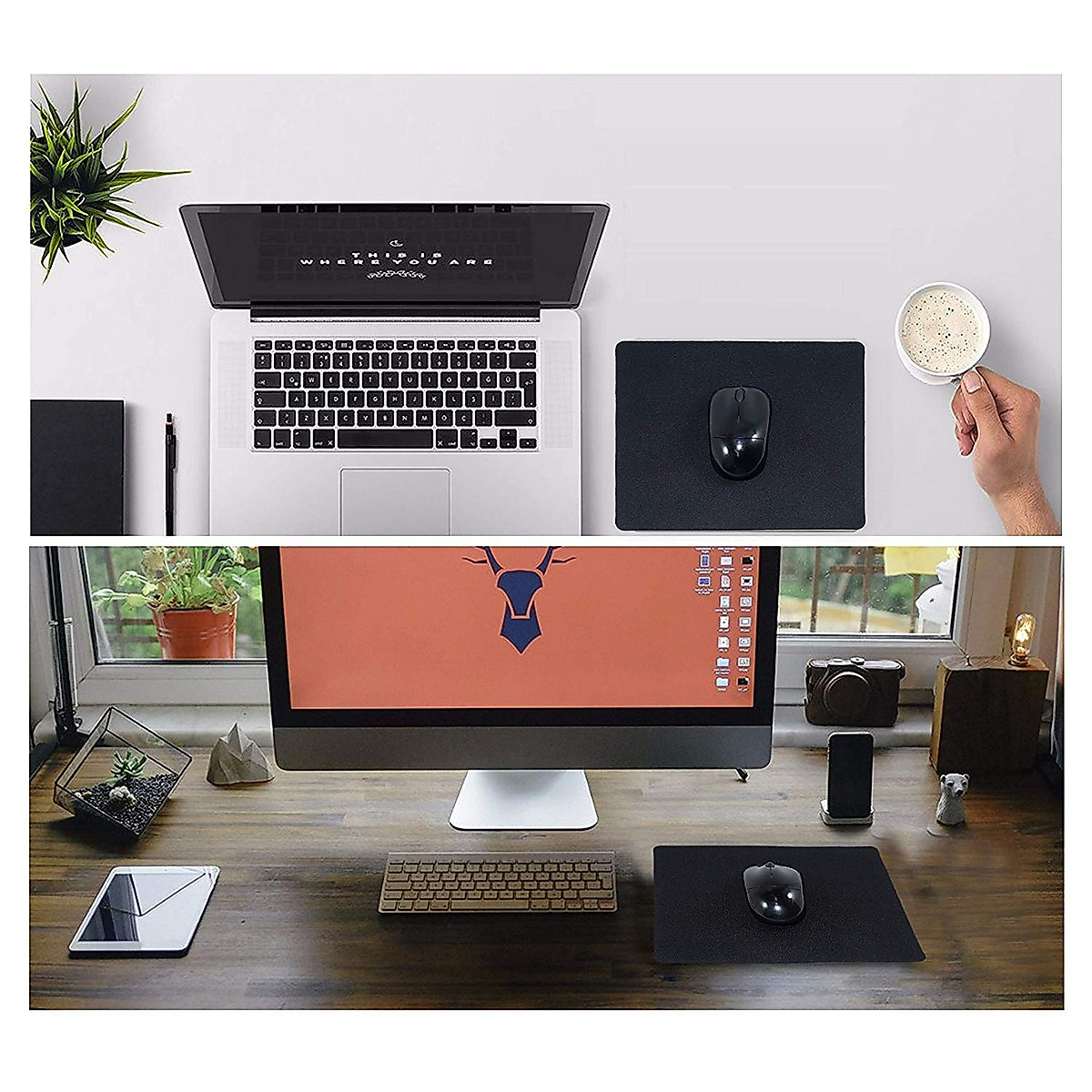 SaiTech IT 5 Pack 2mm Mouse Pad with Stitched Edges Non-Slip Rubber Base, Premium-Textured and Waterproof Mousepads Bulk, Mouse Pad for Computers, Laptop, Office & Home, 8.66 x 7.1 inch