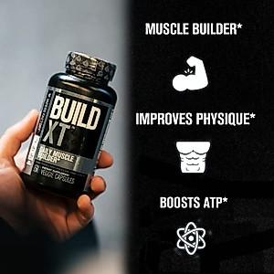 Jacked Factory Build-XT Daily Muscle Builder & Performance Enhancer w/Trademarked Ingredients - Muscle Building Supplement for Strength & Growth - Peak02, ElevATP, & Astragin - 60 Veggie Pills