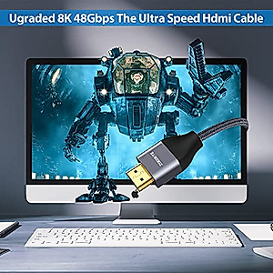 MINJANDLEE 2Pack 8K HDMI 2.1 Cable 48Gbps Certified Ultra High Speed HDMI Braided Cord 10ft, 4K120 8K60 144Hz eARC HDR HDCP 2.2 2.3 3D, Compatible with Ethernet PS5, PS4, X-Box Series X, LG QLED TV