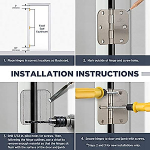 Door Hinges Matte Black 3.5 Inch Interior Hinges 5/8" Radius - 18 Pack