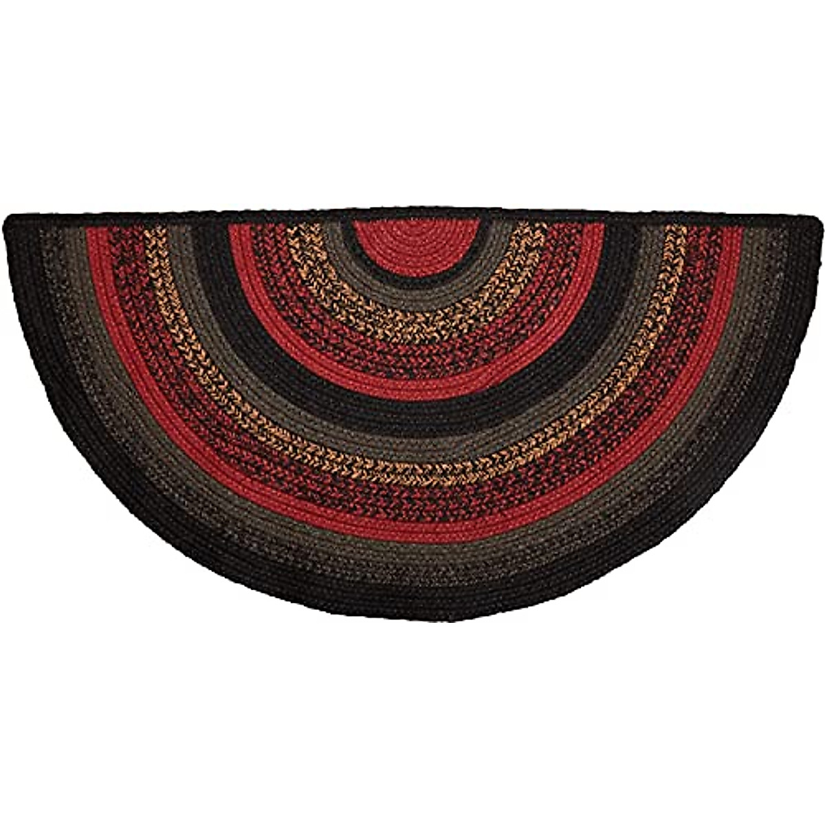 VHC Brands Cumberland Rustic Jute Rug Natural Fibers Dyed Jute Area-Rug for Entryway Kitchen Dining Living Room Floor Cover Non Slip Floor Mat, Half Circle with Pad 16.5x33