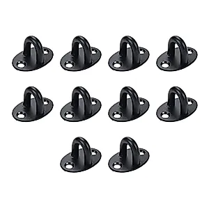 Rannb Ceiling Hooks Small Stainless Steel Black Wall Mount Hook Pad Eye Plate Hook -10pcs
