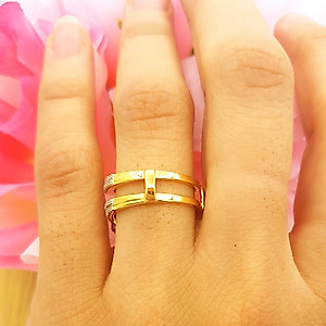 Dazzlingrock Collection 0.32 Carat (ctw) Round White Diamond Enhancer Guard Anniversary Ring for Her in 10K Yellow Gold Size 8.5