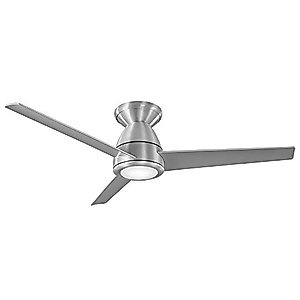 Tip Top Smart Indoor and Outdoor 3-Blade Flush Mount Ceiling Fan 44in Brushed Aluminum with 3000K LED Light Kit and Remote Control works with Alexa, Google Assistant, Samsung Things, and iOS or Android App