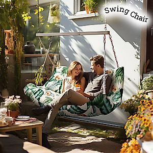 Matalde Outdoor Cushions for Patio Furniture, Patio Furniture Cushions with Straps and backrest, Hawaiian Style, 60x40 inches, 4" Thick, Porch Swing Cushions for Backyard and Garden