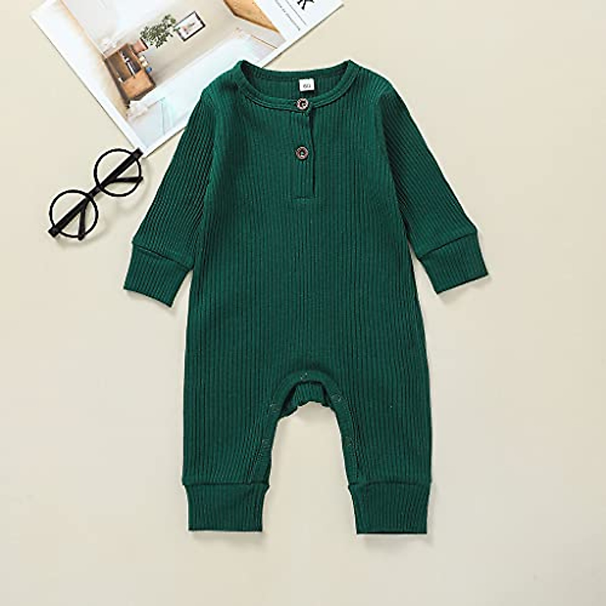 niceclould Newborn Baby Boy Girl Knitted Romper Solid Long Sleeve One Piece Jumpsuit Bodysuit Playsuit Fall Winter Clothes (B-Green, 0-3 Months)