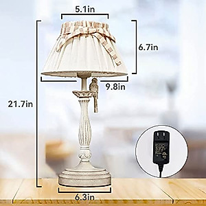 KARMIQI Table Lamp for Living Room, Boho Bedside Table Lamp with Fabric Shade, Mid Century Side Lamp Farmhouse Contemporary Lamp for Bedroom