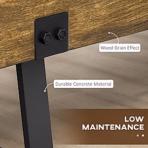 HOMCOM Garden Bench with Metal Legs, Rustic Wood Effect Concrete Entryway Bench, End of Bed Bench, Indoor Outdoor Use for Patio, Park, Porch and Lawn, Natural and Black