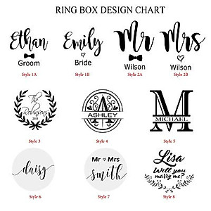 Wood Ring Box Engagement Proposal Wedding Ring Bearer Box Jewelry Storage Ring Holder (Slide Walnut Engrave)