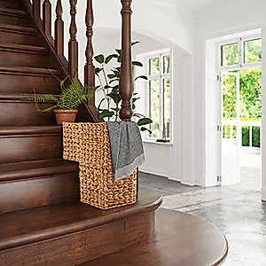 Woven Stair Step Basket | Multi Story House Wicker Storage Baskets for Stairsteps - Shoe Organizer, Laundry Gathering Basket, Hyacinth Storage Basket, Toy Storage - By MadeTerra (Natural)