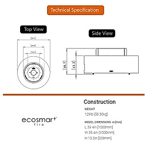Eco Smart | ARK 40 Fire Pit Table | Bone Color | Ethanol Black Stainless Steel Gas Burner | Elegant Curved Design with Versatile Wide Lip | Complements Any Decor and Setting