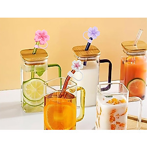 BTYHAOS Silicone Straw Cover Cap for Stanley Cup, Straw Topper Compatible with 10mm 30&40 Oz Stanley Tumbler, Dust-Proof Reusable Straw Tips Lids (Purple Flower 3pc)