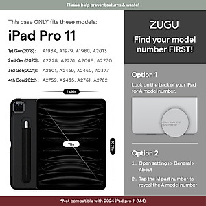 ZUGU Case iPad Pro 11 Inch Case, 1st/2nd/3rd/4th Generation 2018/2020/2021/2022, Slim Protective Cover w/Wireless Apple Pencil Charging, Convenient Magnetic Stand & Sleep/Wake Cover, Arctic Gray