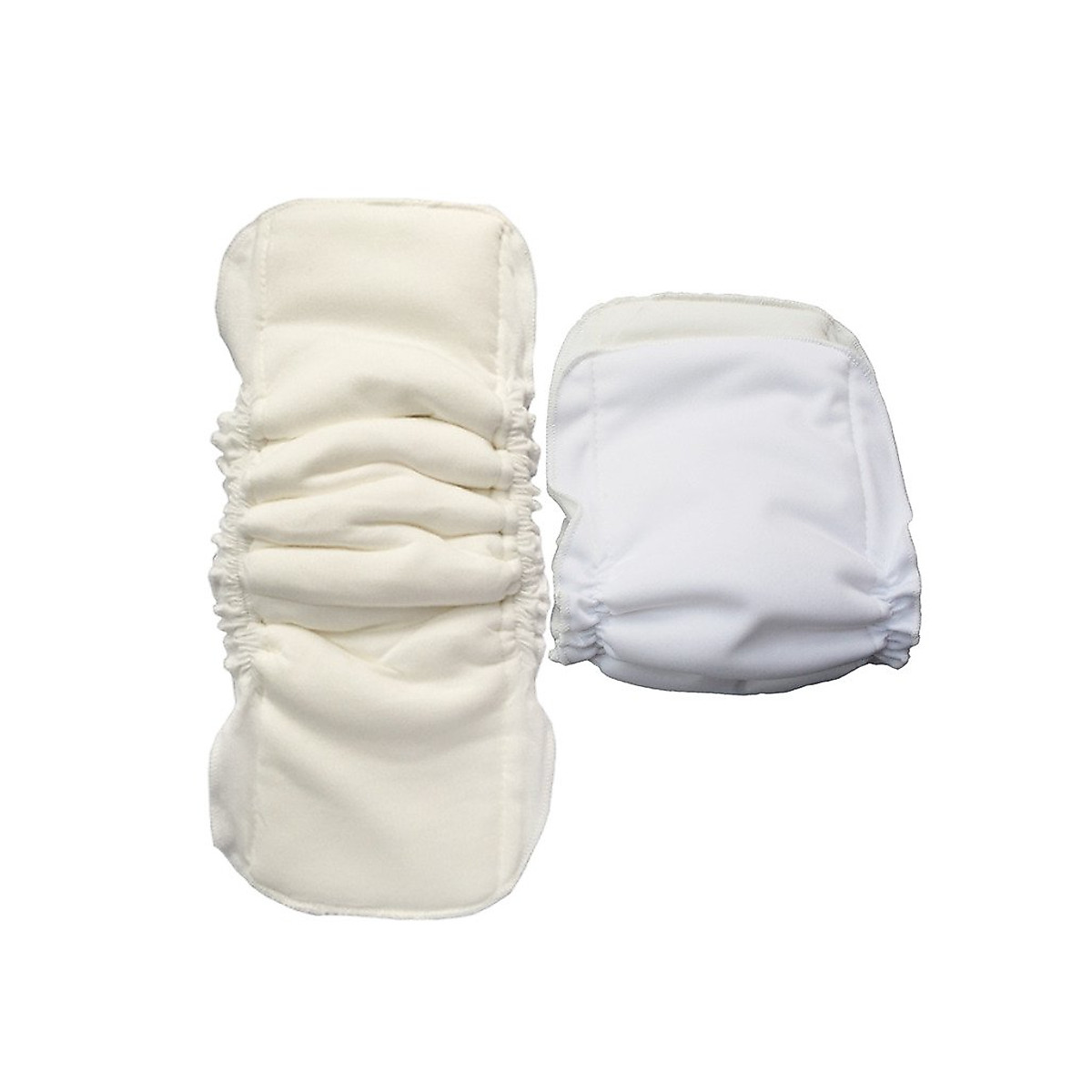 Vlokup Baby Waterproof Cloth Diaper Inserts 5 Layer with Gussets, 12 Pack, for Newborn Toddler Kids, Nature Bamboo Cotton Nappy Liner for Pocket Diaper, Reusable Washable Absorbent with Wet Bag