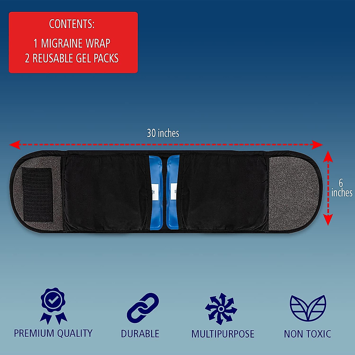 Headache & Migraine Relief Wrap Hat | Hot & Cold Gel Ice Pack, Warm Cold Compress Therapy Wrap for Tension Headache Relief, Stress, Pain & Sinus Pressure Reusable & Flexible with Adjustable Closure