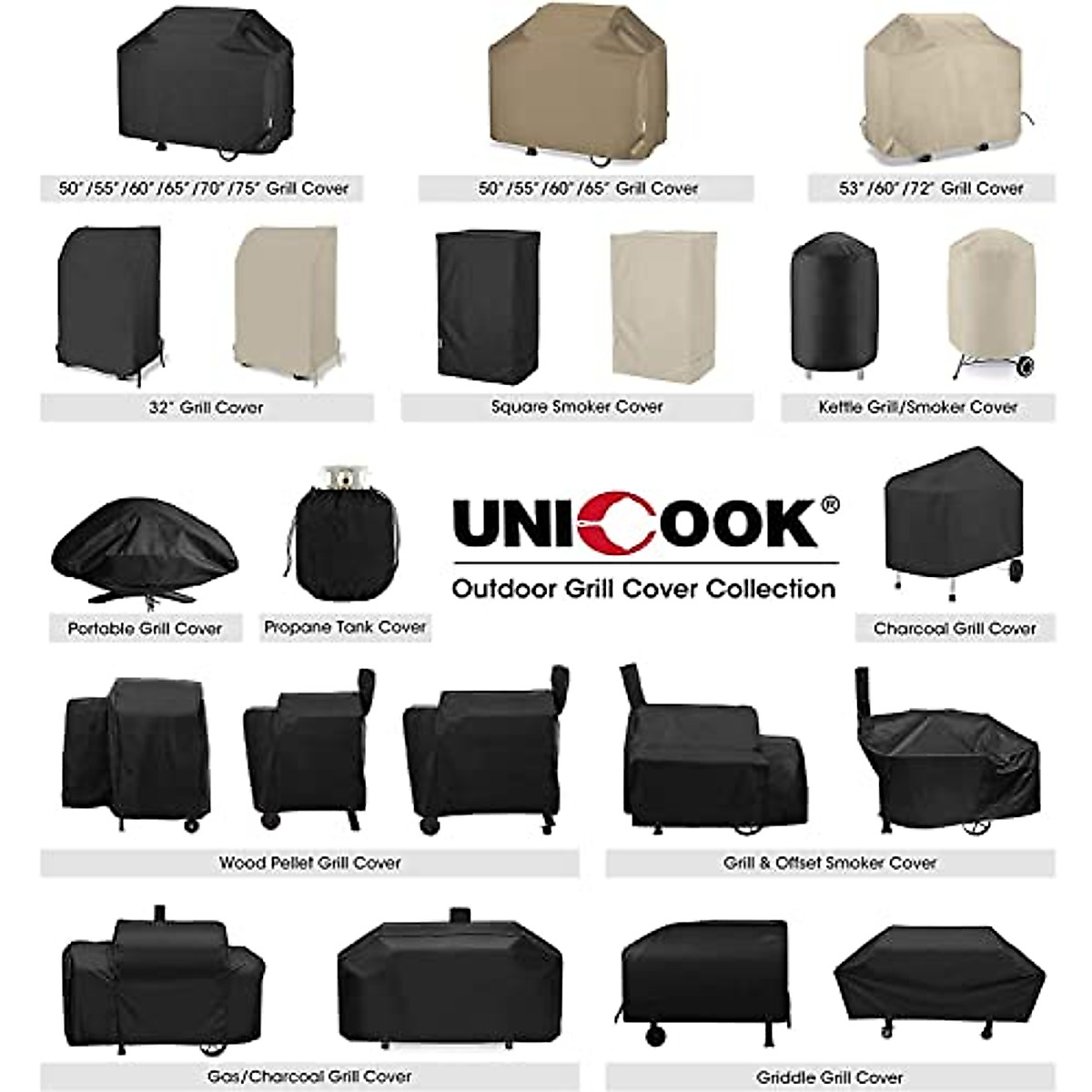 Unicook Heavy Duty Waterproof Barbecue Gas Grill Cover, Small 50-inch BBQ Cover, Special Fade and UV Resistant Material, Fits Grills of Weber Char-Broil Nexgrill Brinkmann and More, 50"W x 22"D x 40"H