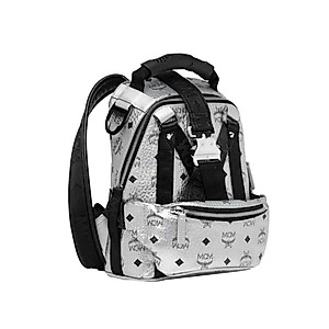 MCM Women's Berlin Silver Metallic Coated Canvas Mini Backpack MUK9SJV23SB001