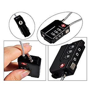 TSA Lock Security 3 Digit Combination Suitcase Luggage Bag Code Lock Padlock (Black-4-Pack)