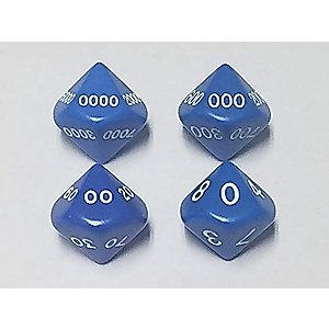 Blue Random Number Generator d10 Dice Set (Single, TENS, Hundreds, Thousands)