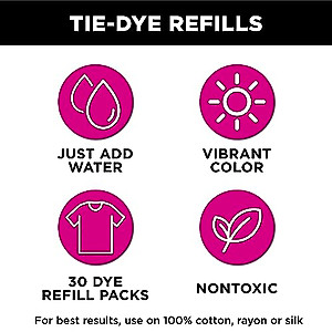 Tulip One-Step Tie-Dye Refills, Color Wheel, Permanent Fabric Dye, 30 Pack