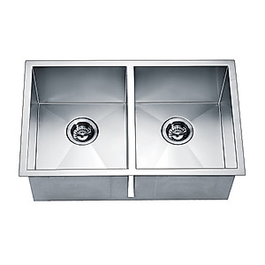 Daweier ESQ270909 Square Sink Equal Double Bowls, 18 Gauge