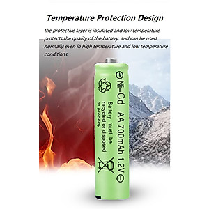 Cotchear 1.2V AA Rechargeable Battery, Size AA 700mAh Rechargeable Ni-Cd Batteries 4Pcs AA Battery - Rechargeable Cycle Used More Than 500 Times (4pcs)