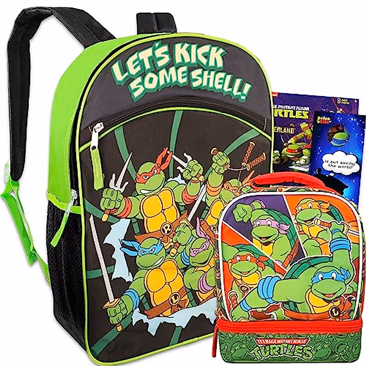 Teenage Mutant Ninja Turtles Backpack with Lunch Box Set - Bundle with TMNT Backpack for School, Lunch Bag, Stickers, More | TMNT Backpack for Boys