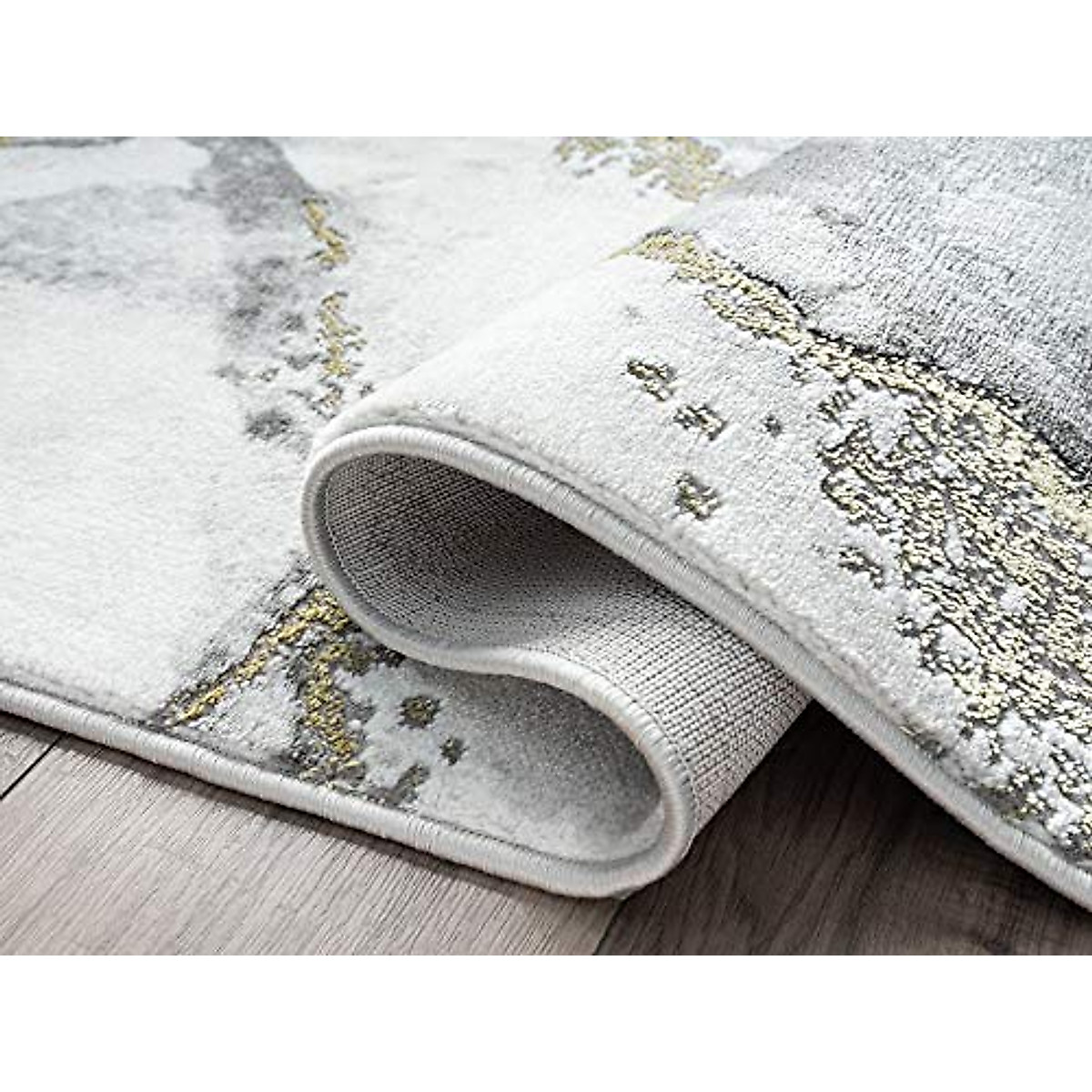 Abani Contemporary Area Rug, Non-Shed Modern Rugs Marble Print Dining Room Rug (Grey, 10' x 14')