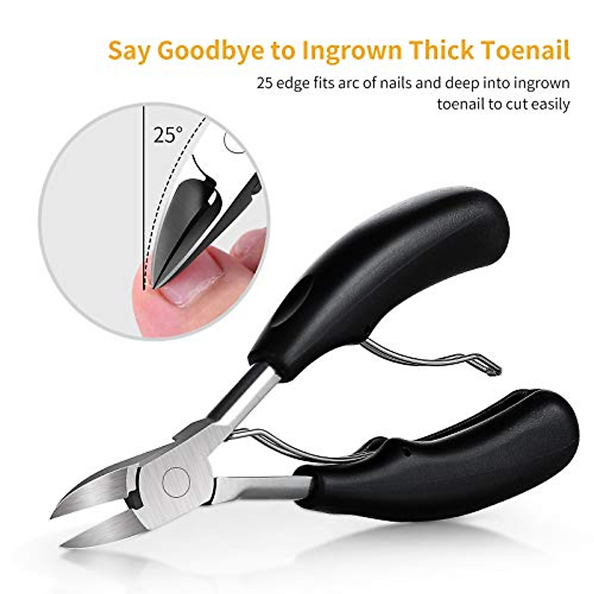 Toenail Clippers, Medical Grade Toe Nail Trimmer, Nail Clippers for Thick Nails or Ingrown Toenail Tool, Stainless Steel Sharp Pedicure Toe Nail Clippers Adult, with Easy-to-Grip Rubber Handle.