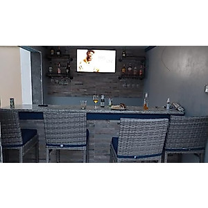 BOTAOYIYI Wine Rack Wall Mounted 2 Tier, Hanging Floating Small Mini Bar Liquor Shelves with Glass Holder Storage Under, Industrial Rustic Pipe Farmhouse Kitchen Decor Black(23.6x10.6x19.7)