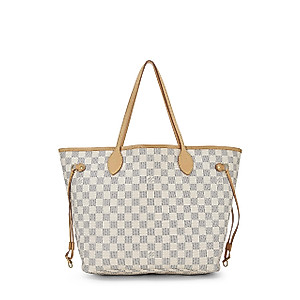 Louis Vuitton, Pre-Loved Damier Azur Neverfull MM NM, White