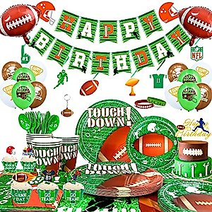 Football Birthday Party Supplies,168pcs Football Birthday Party Decorations&Tableware Set-Football Party Plates Napkins Cups Tablecloth Balloons Banner ect Football Theme Party Supplies for Boys Kids