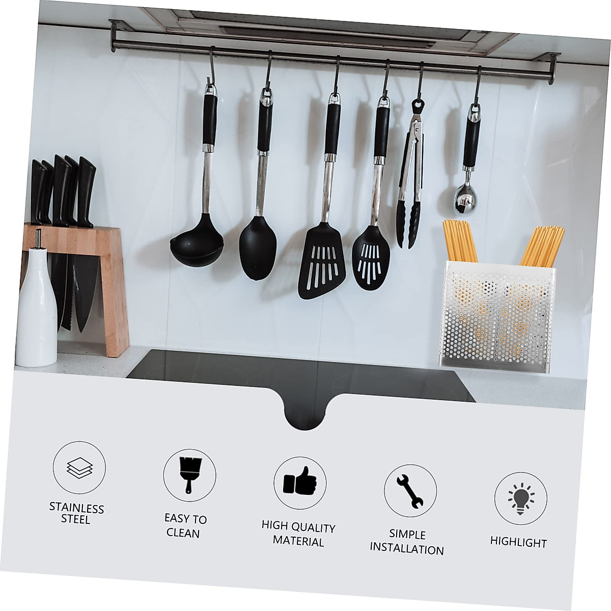 HANABASS Compartment Draining Square or Holder Stainless Dishwasher Compartments- Mesh Chopstick Hook Countertop Restaurant Fork Utensils for Rack- Steel Home Holderhanging with Organizer