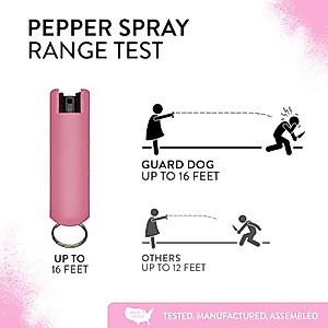 GUARD DOG SECURITY Quick Action Pepper Spray, Maximum Strength, 16-ft Range, Belt Clip For Easy Carry & Fast Access, keychain ready, Made in USA
