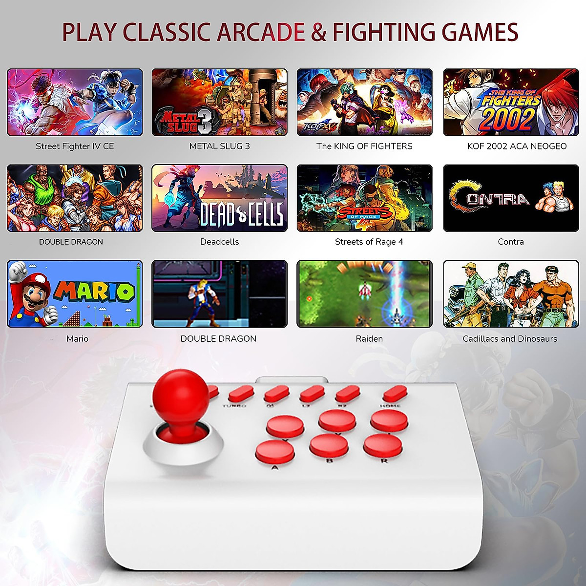 arVin Arcade Fight Stick Joystick Game Controller for iPhone iOS Android PC Fighting Stick for Nintendo Switch/PS3/PS4 Arcade Rocker Gamepad with Turbo & Marco for Emulators/Cloud/PS Remote Play/Steam