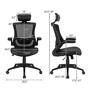 NJSV High Back Mesh Computer Chair Ergonomic Office Chair w/Flip-up Armrests Gaming Chair Office Chair Desk Chair Computer Chair Home Office Desk Chairs Gamer Chair Office Chairs
