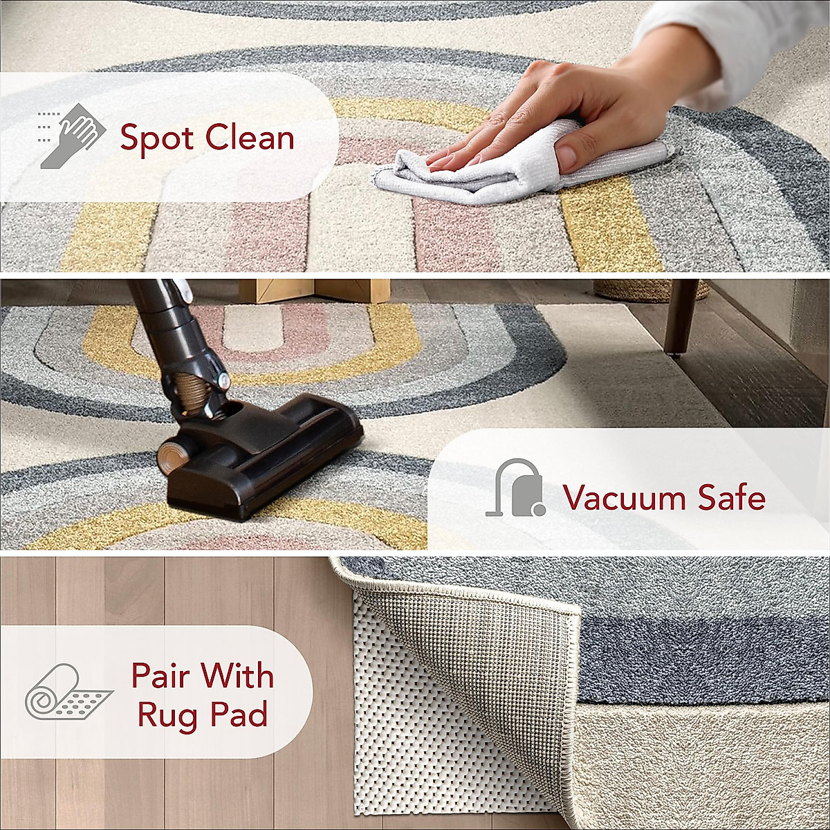 nuLOOM Jerri Double Half Rainbow Kids Area Rug, 8x10, Beige