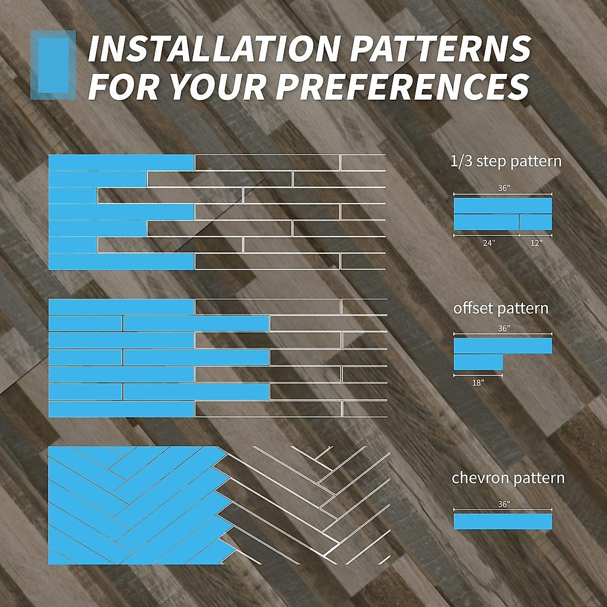 Art3d 36-Pack 54 Sq.ft Peel and Stick Floor Tiles Vinyl Plank Flooring Wood Look, Adhesive and Waterproof Tile Sticker for Bedroom, Living Room, Kitchen, RV in Aged Wood