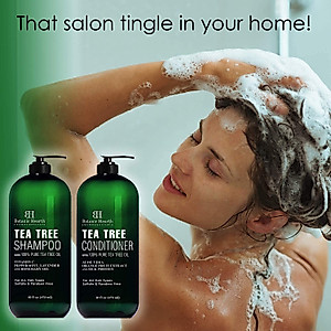 Botanic Hearth Tea Tree Shampoo & Conditioner Set (16 oz each) and Biotin Hair Serum (4 oz) Bundle