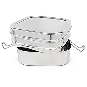 Lifestyle Block Stainless Steel Double Stack Cube 2 Compartment Lunch Box - X-Large