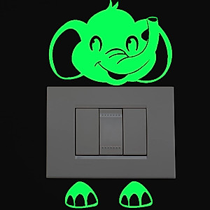 Amosfun 10pcs Luminous Light Switch Decals Glow in The Dark Cartoon Animal Wall Switch Sticker Light Switch Decor Wall Art Mural Paster for Nursery Decor Green Random Style