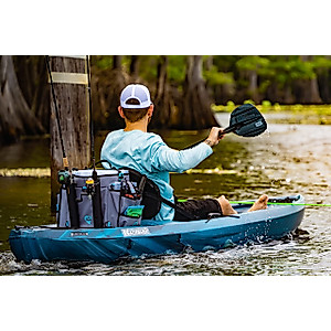 Evolution Fishing Rigger Series Kayak Tackle Bag - 3700 Size, Grey, Zipperless, Heavy Duty Water Resistant Tarpaulin Construction, 2 Rod Holders, Molded Bottom, Tackle Storage