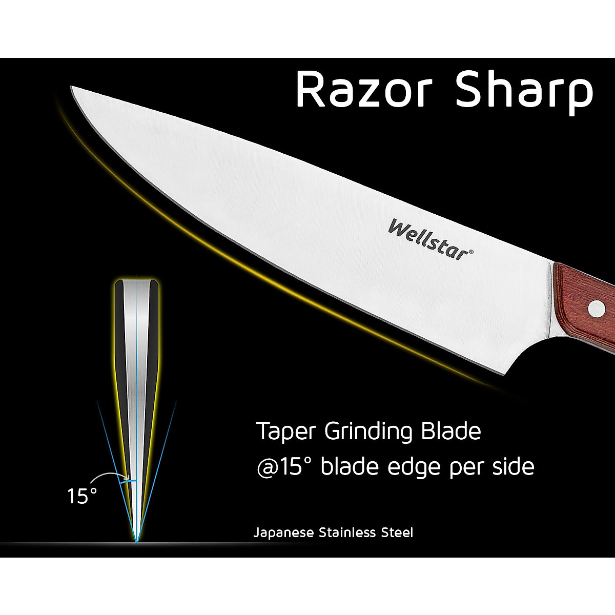 Chef Knives Set, 6-Piece Kitchen Knife Set, Sharp Professional Cooking Knives with High-Carbon-Stainless-Steel Blades